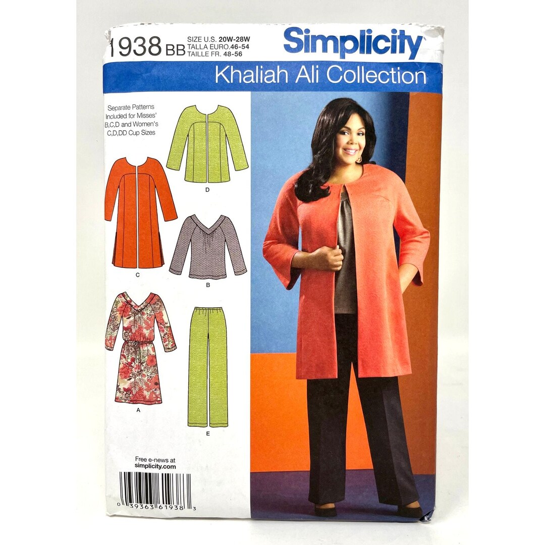 Simplicity 1938 Pattern, Khaliah Ali Women's Plus Size 20-22-24-26-28 ...
