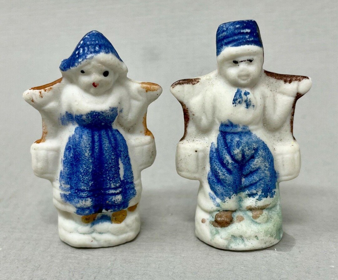 Small Bisque Figures, Dutch Man & Woman, Hand Painted, 1 1/2" High ...