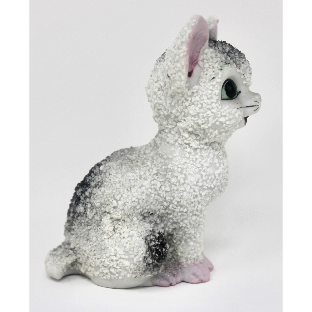 1950s Vintage Sugar Textured Ceramic Kitten Figurine Gray & White Cat ...