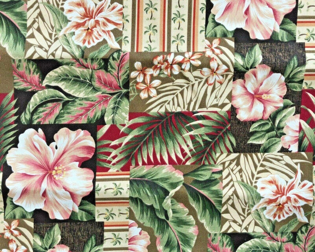 Tropical Floral Upholstery Fabric, 2.5 Yards X 56 Inches, Greens, Pinks ...
