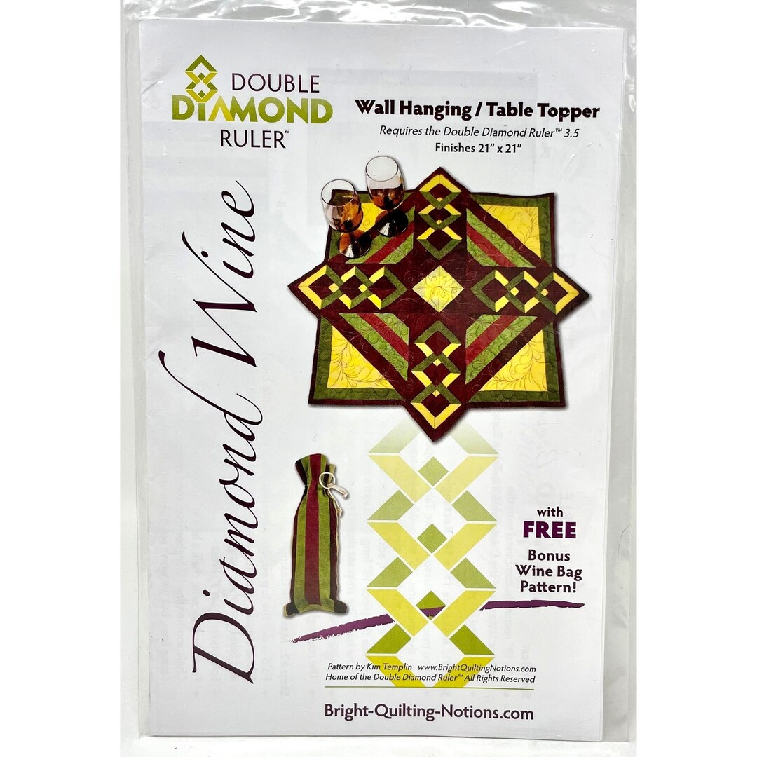 Diamond Wine Quilt Pattern, Wall Hanging, Table Topper, or Wine Bag ...