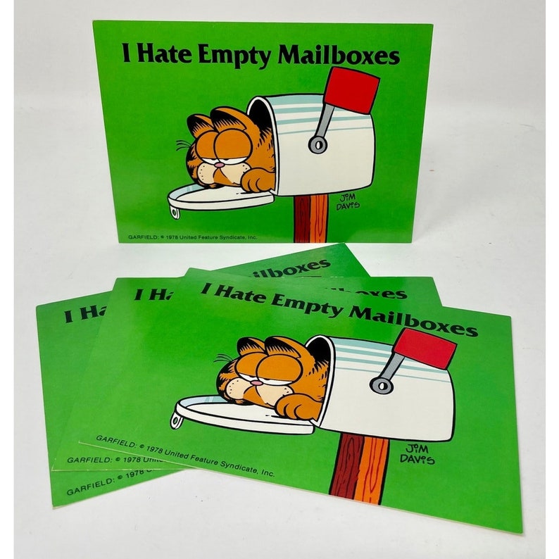 4 Vintage 1978 Garfield Postcards "i Hate Empty Mailboxes" Jim Davis - Etsy