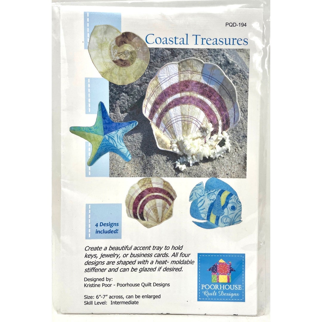 Poor House Quilt Designs Coastal Treasures Pattern, 4 Different Shell ...