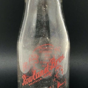 Vintage Rowland Bros Glass Milk Bottle Take Mother to Dinner Each Week ...