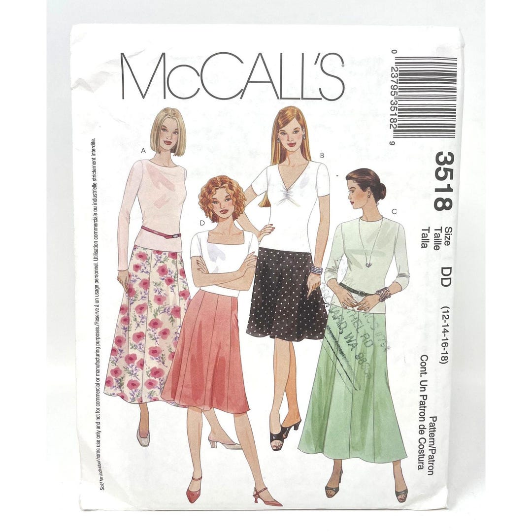 Mccall's Pattern 3518 Gore Skirts in Two Lengths, Size 12-18 New 6 or 8 ...