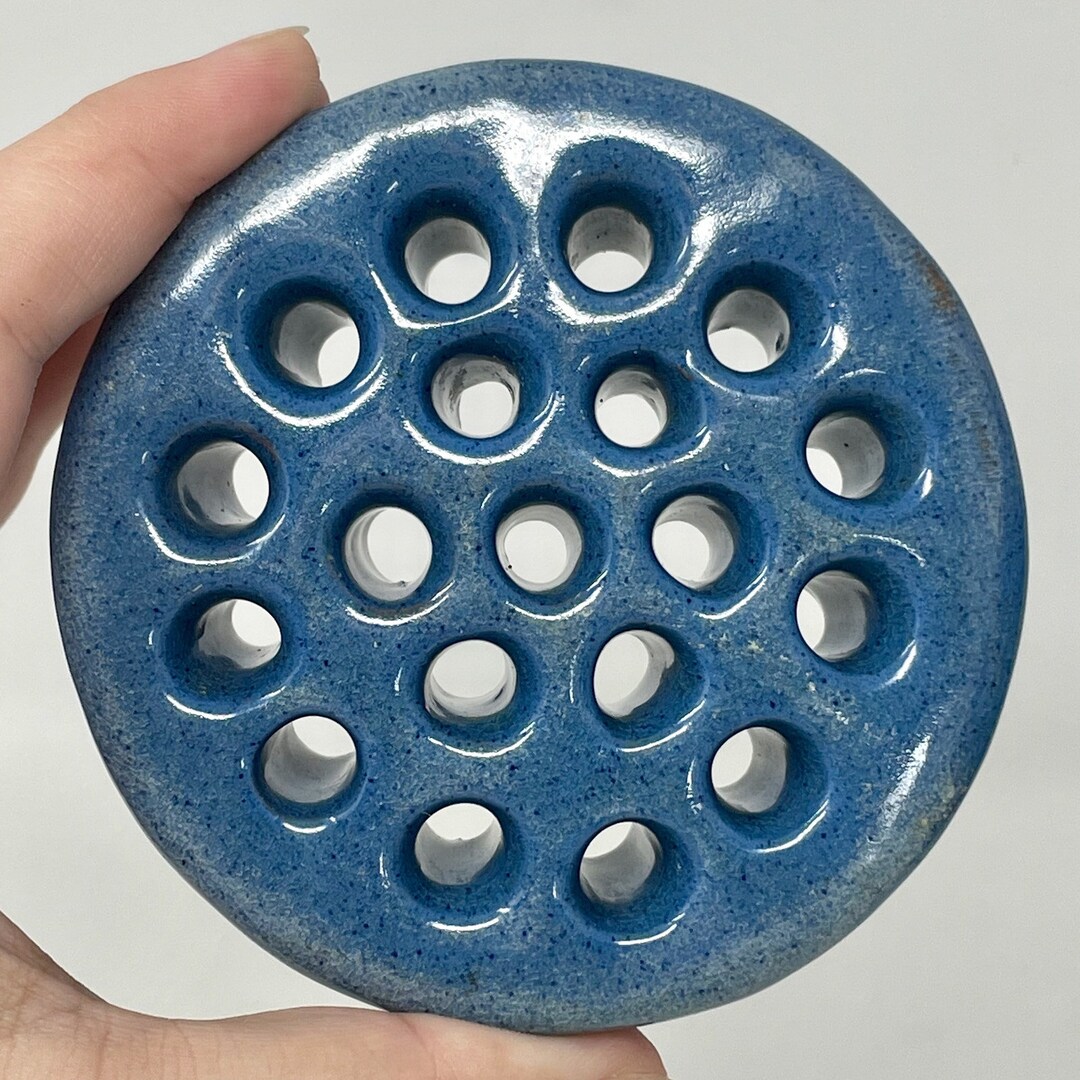 Zane Ware Pottery Flower Frog, Blue Art Pottery, 1920s, 19 Holes - Etsy