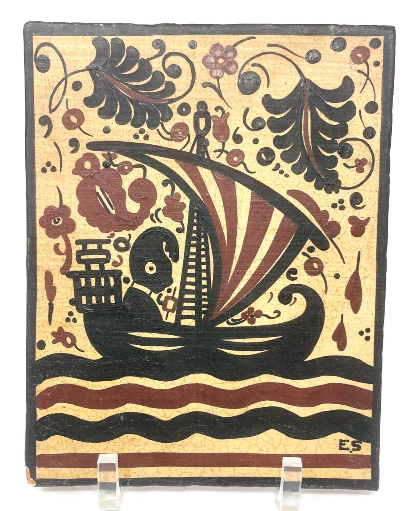 Socarrat Tile, Boat of the Crown of Aragon, 15th Century Reproduction ...