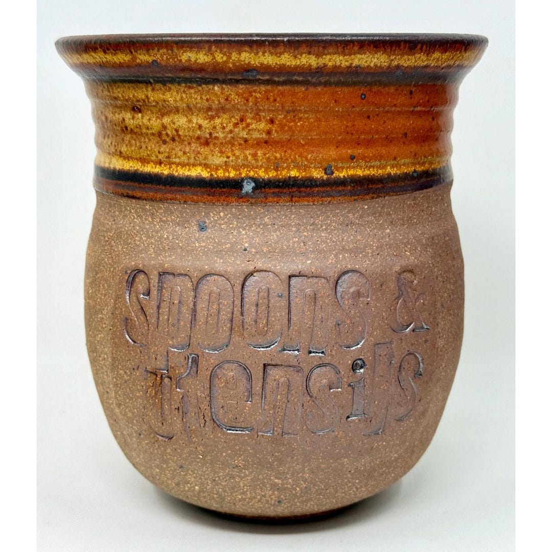 Donna & Jeff Tousley Studio Pottery Spoons Utensils Holder Northwest ...