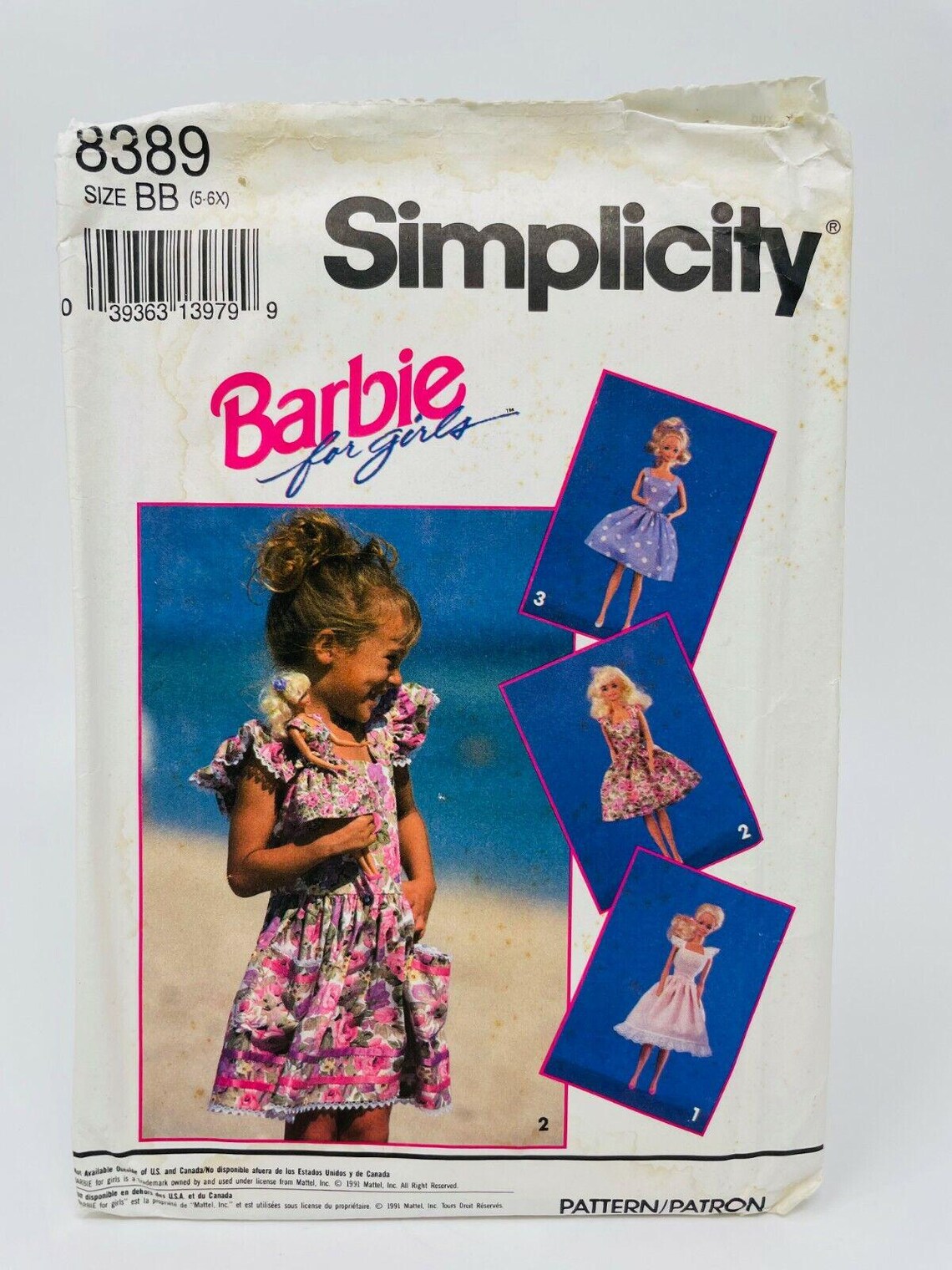 Simplicity 8389 Barbie for Girls, Girl & Doll Matching Outfits. Sz 5-6X ...