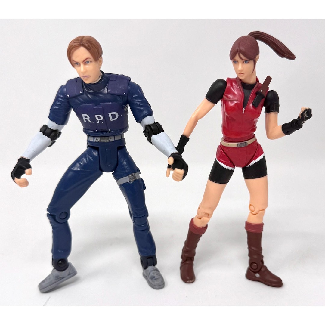 Resident Evil Claire Redfield & Leon Kennedy Action Figures 1998 Capcom ...