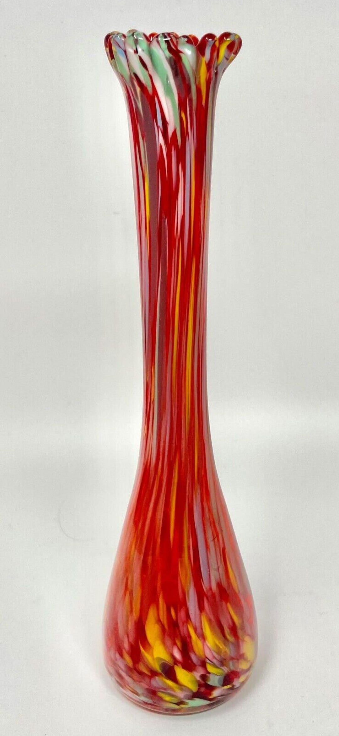 Vintage Nasco Products Del Coronado Art Glass Vase Multi Color Confetti ...