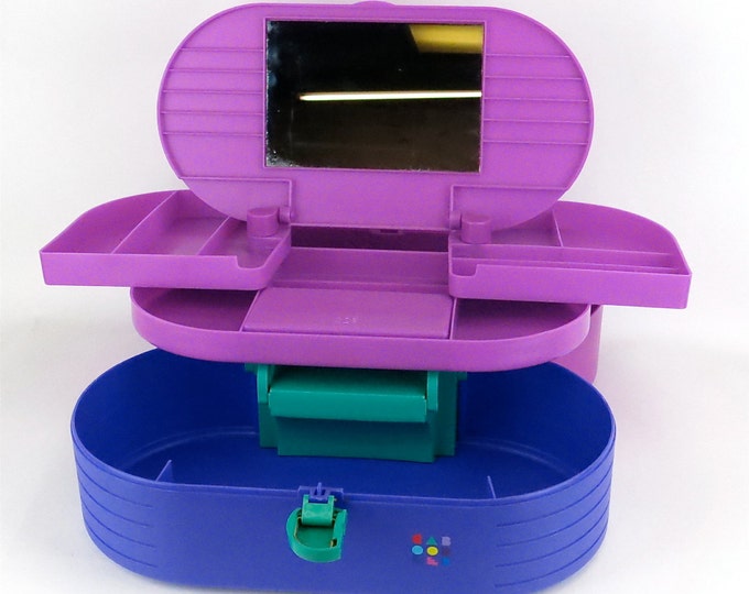 Extra Large CABOODLES 2650 Makeup Cosmetic Train Case Purple Teal ...