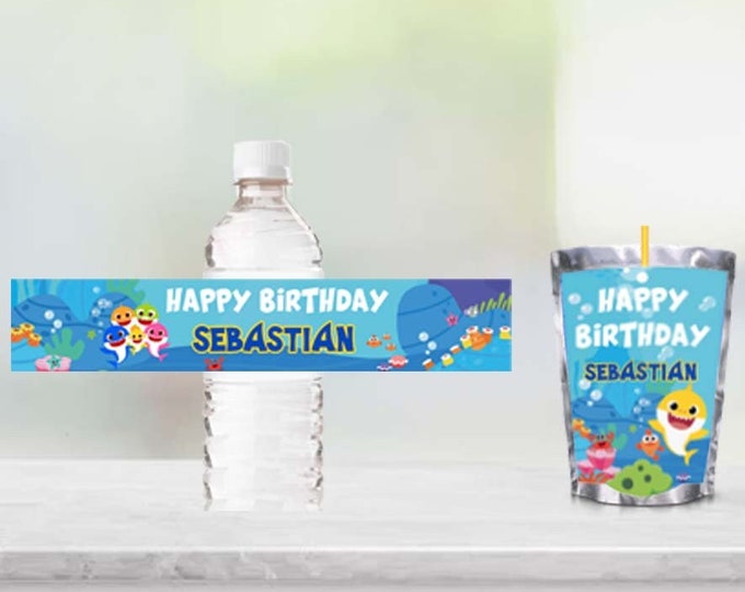 Shark Juice & Water Labels - Etsy