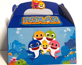 Baby Shark Favor Box~gable Box~babyshark Party Favors~goodie Box~baby ...