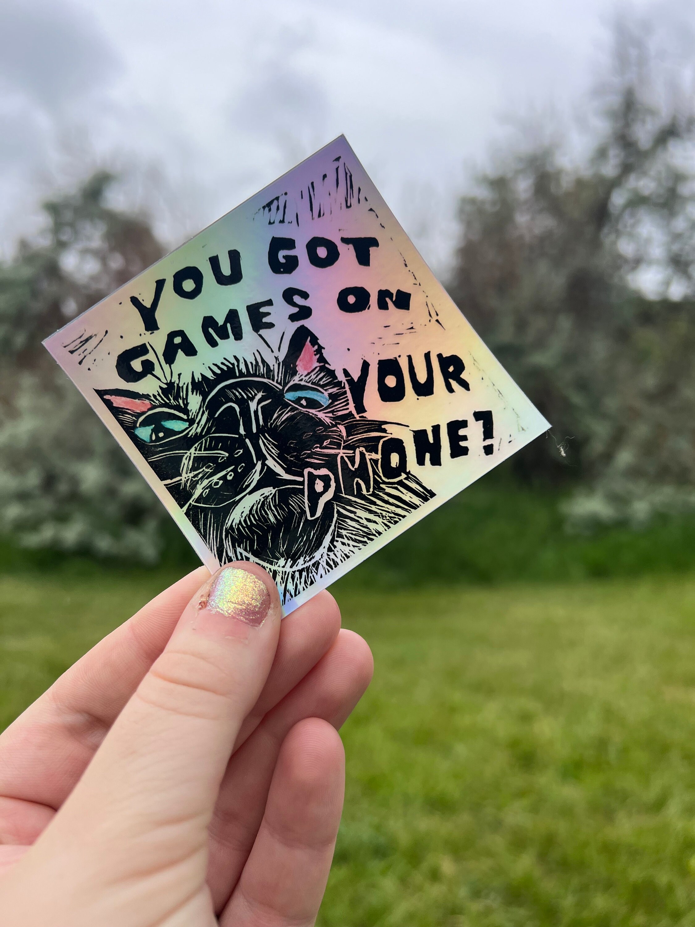 Games on Your Phone Holographic Sticker - Etsy