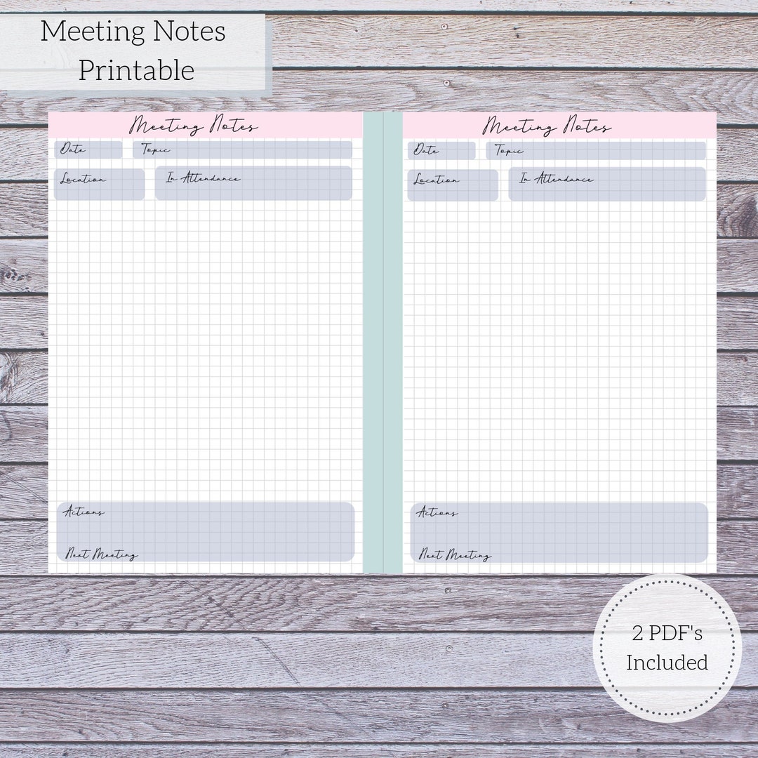 Printable Planner Meeting Notes Template/book - Etsy