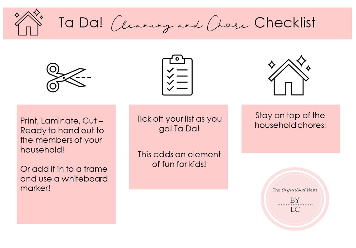 Cleaning Checklist Cards - Printable Chore and Cleaning Checklists - Etsy