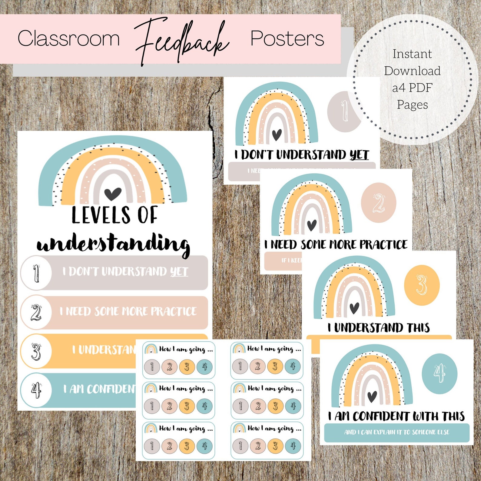 Classroom Printable Posters - Feedback - Levels of Understanding ...