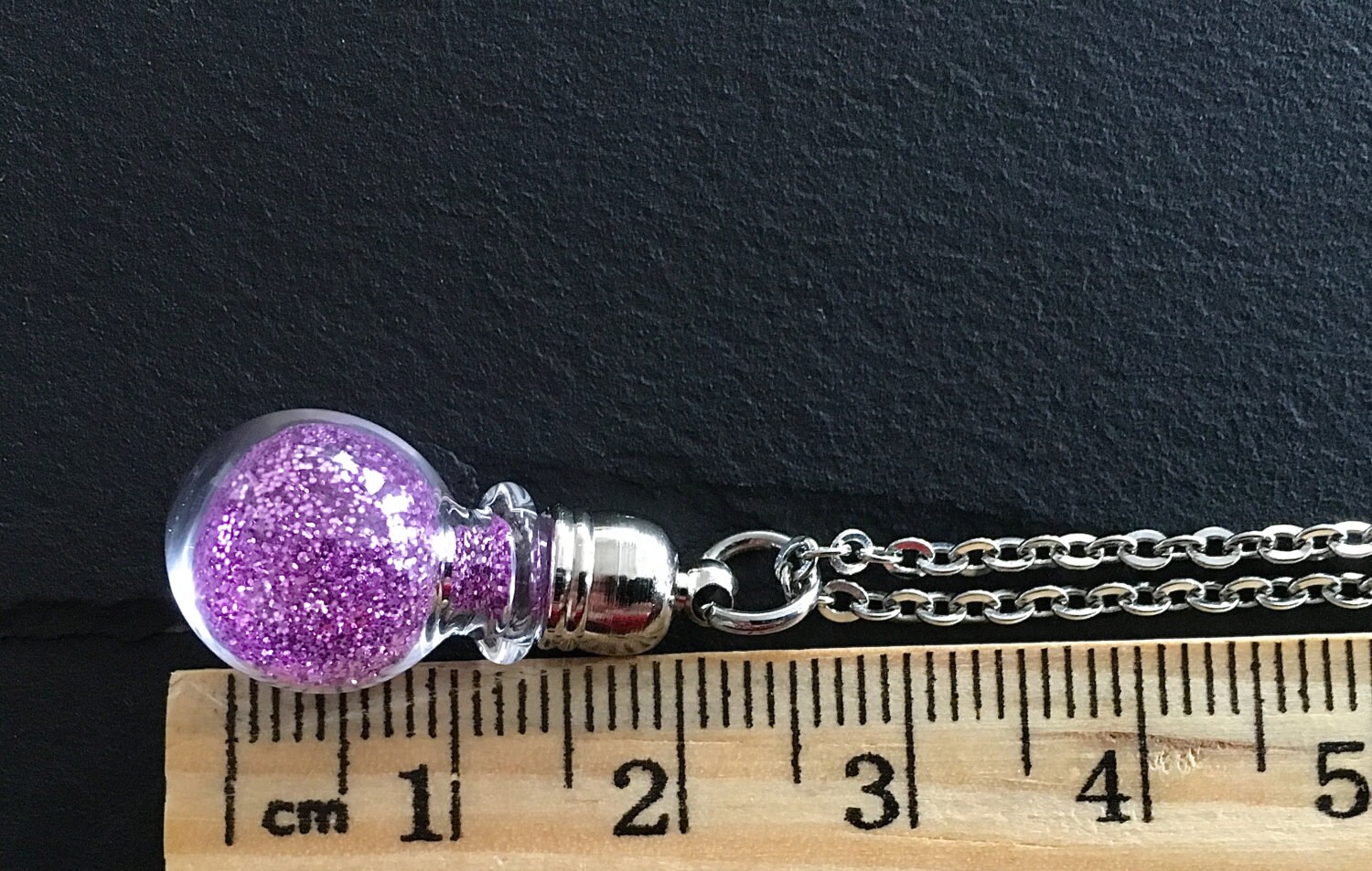 Glitter-filled Mini Glass Bottle Potion Vial Necklace on 16" Stainless ...