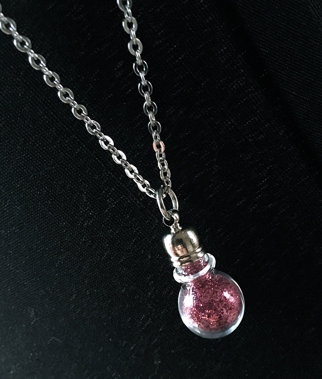 Glitter Filled Mini Glass Bottle Potion Vial Birthstone Necklace on 16 ...