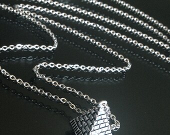 Egyptian Pyramid Necklace Silver Goddess Queen & Pyramid