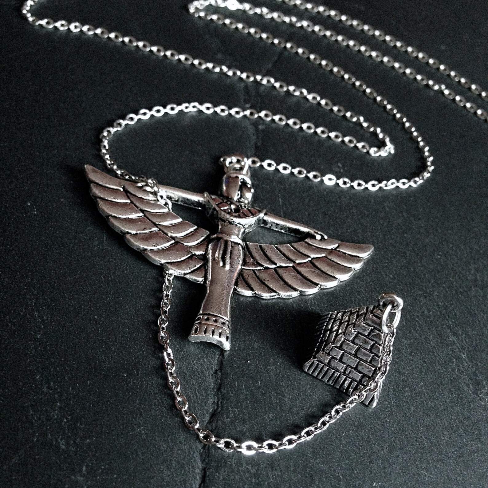 Egyptian Pyramid Necklace | Silver Goddess Queen & Pyramid Lariat Y ...