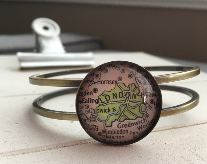 CUSTOM MAP Cuff BRACELET / Any City or Country / Gift for Her ...