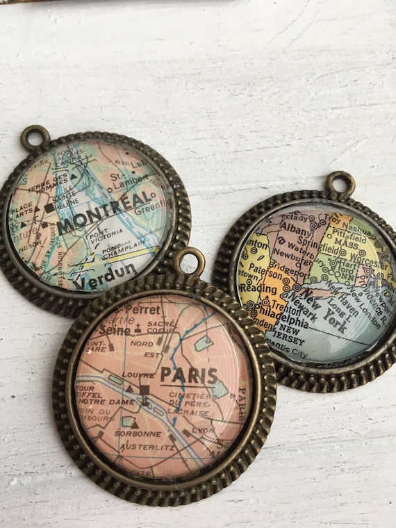 Vintage Map Pendants - Etsy