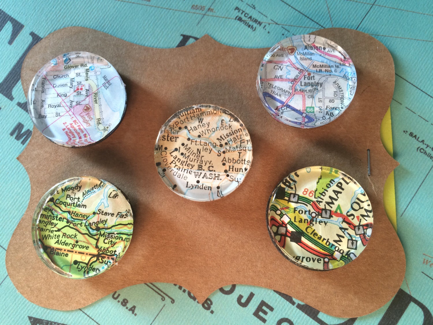 Magnetic Map Set of 5 - Etsy