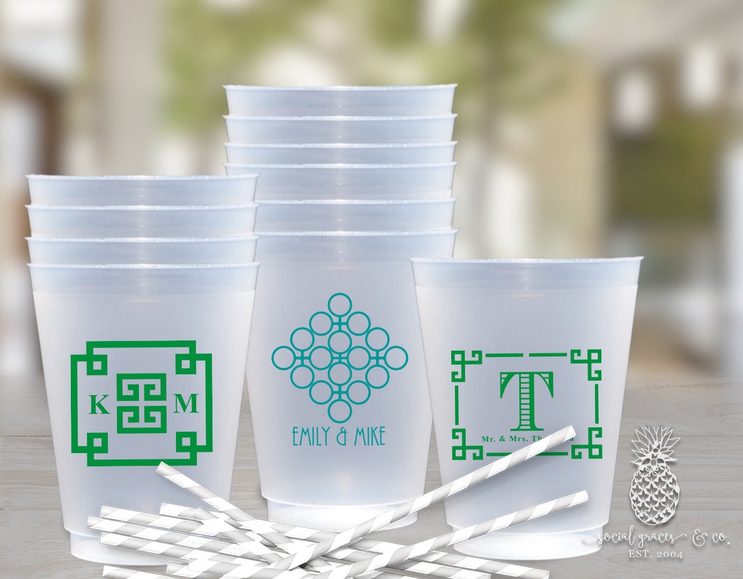 Personalized Monogram Logo Frosted Party Cups, Custom Printed ...