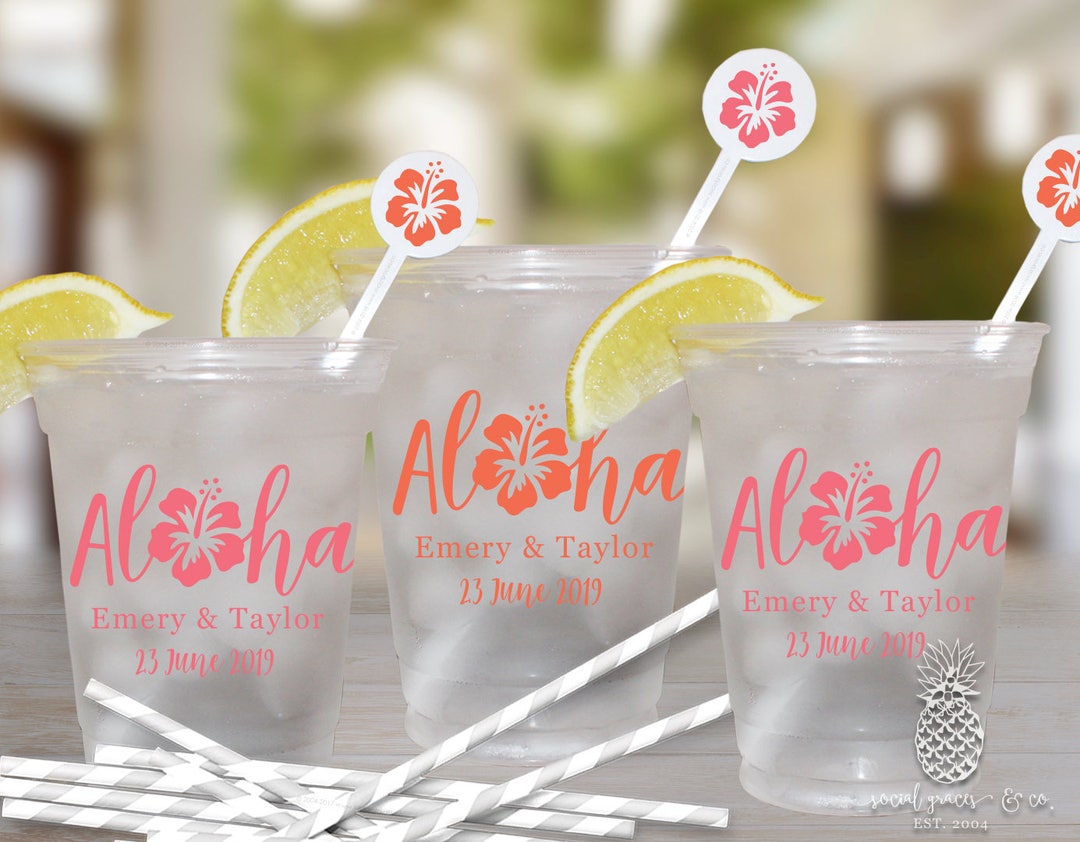 Hawaiian Luau | Customizable Clear Disposable Cups | Birthdays ...