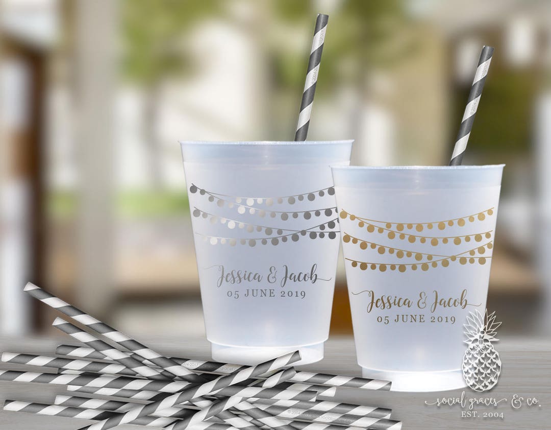 Wedding String of Lights Frosted Party Cups - Etsy