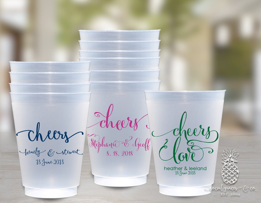 Calligraphy Frosted Wedding Cups • Weddings • Bridal Showers ...