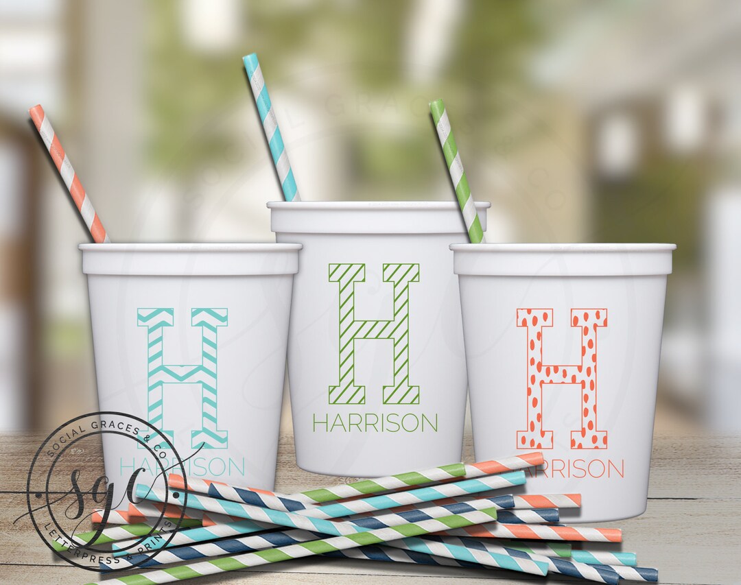 Personalized Cups | Monogram Party Cups | Custom Printed Cups | Plastic ...