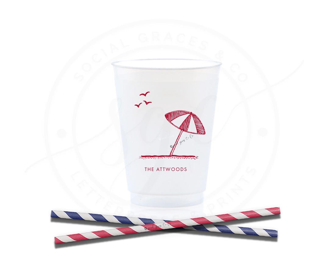 Personalized Beach Party Cups: Custom Frosted Flex Cups, Island Theme ...