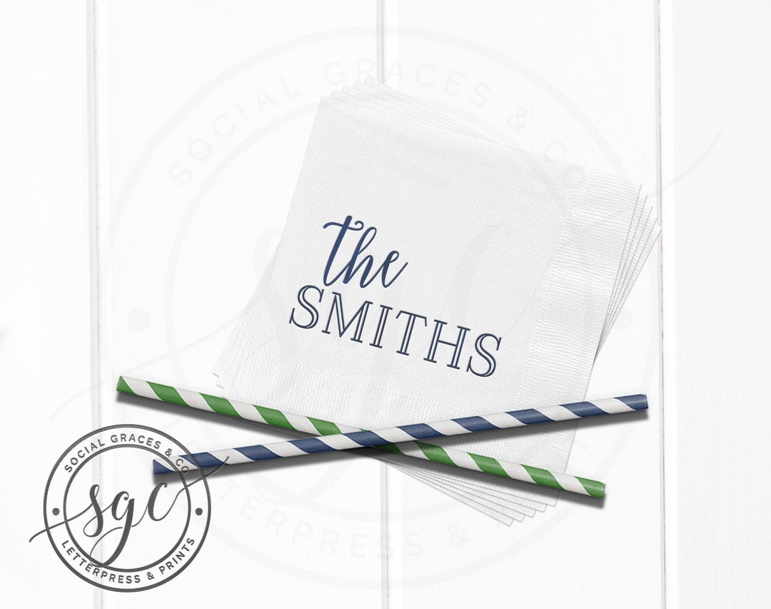 Personalized Cocktail Party Napkins, Family Name Beverage Napkin ...