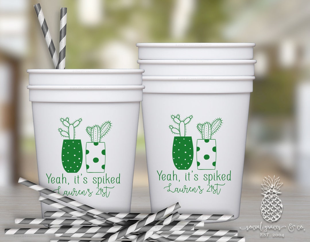 Cactus Party | Customizable Birthday Cups | Social Graces and Co - Etsy