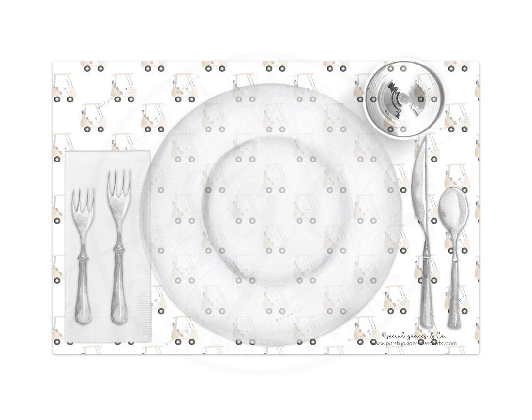 Golf Cart Party Paper Placemats Table-scape, Preppy Sport Themed ...