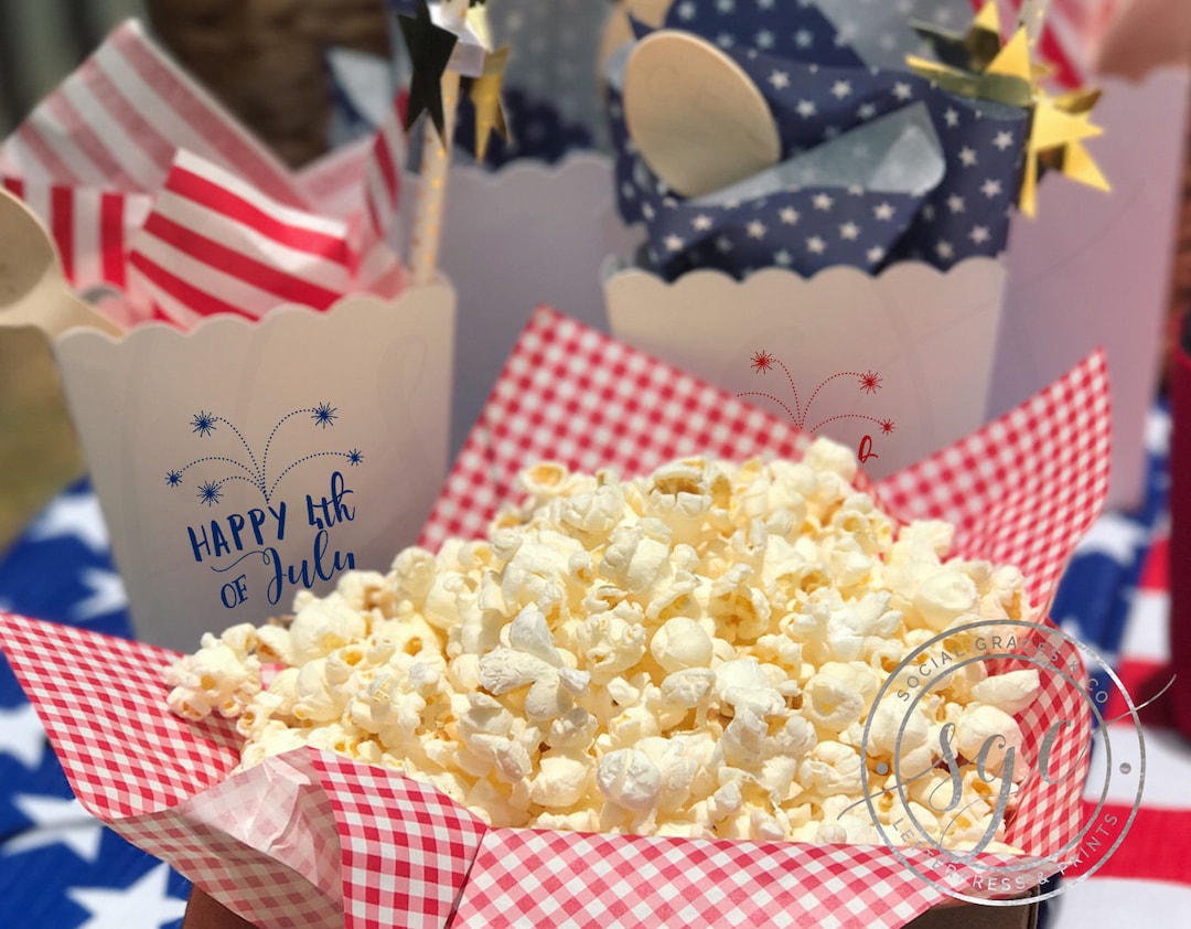 Custom 4th of July Party Favor Boxes: Scalloped Popcorn or Gabble Box ...