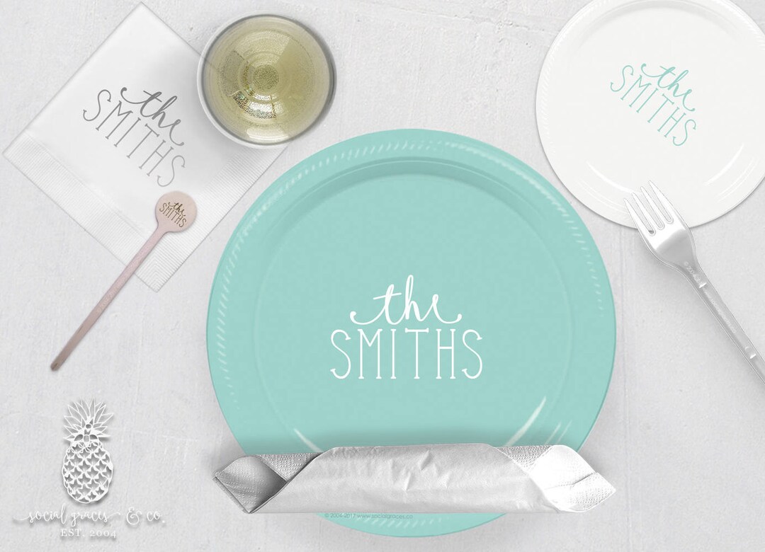 Personalized Party Plates and Napkins: Last Name Printed - Etsy