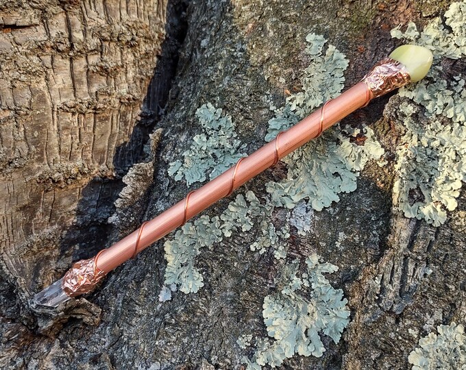 Copper Wand With Quartz and Serpentine - Etsy