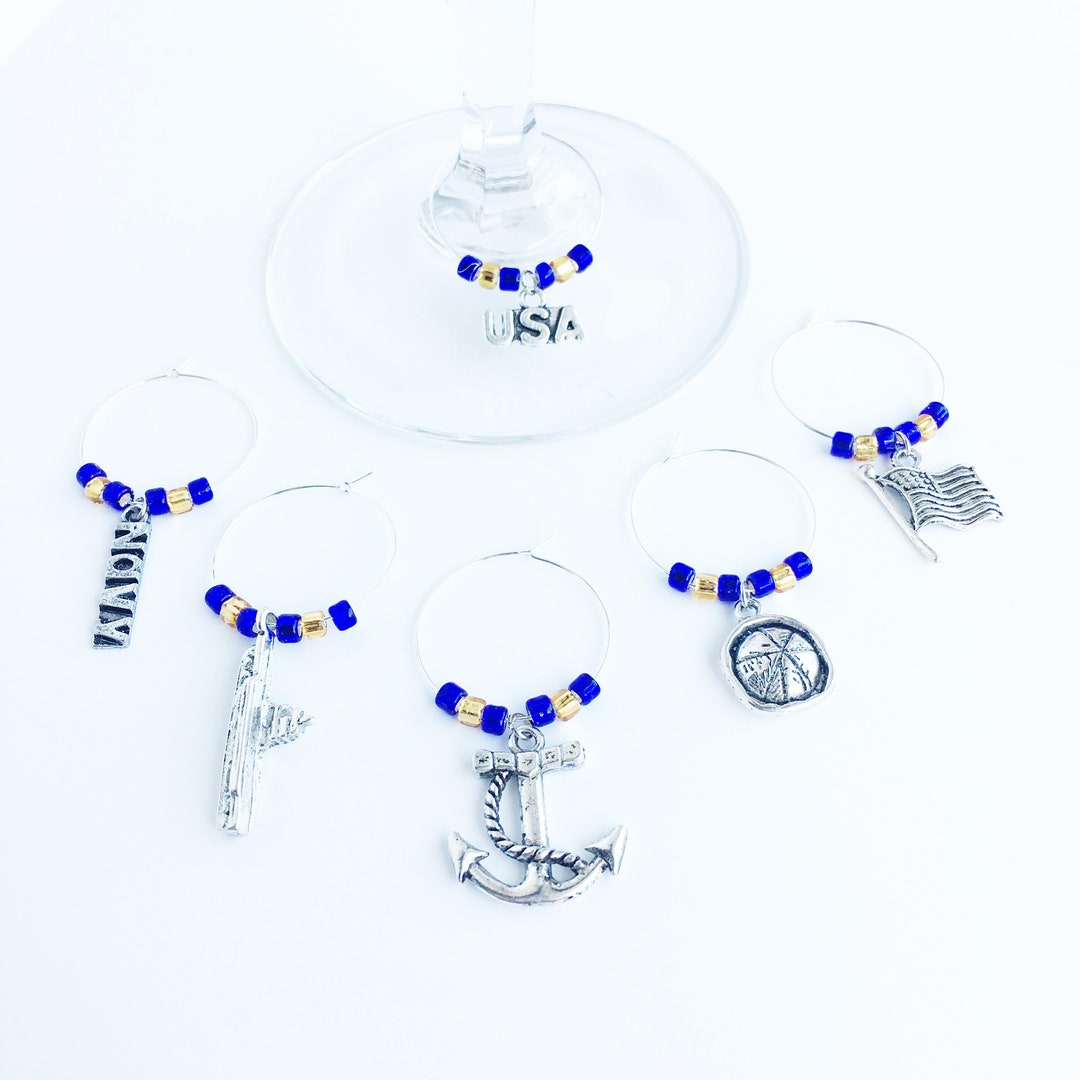 US Navy Wine Charms / Navy Mom / US Navy Gifts / Navy Girlfriend - Etsy