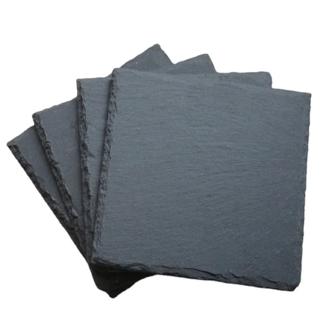 Blank Square Slate Coasters Wholesale Sets of 2, 4 Natural Black Slate ...