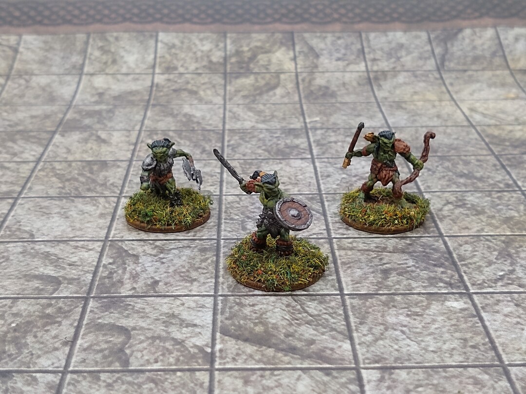 Made to Order Set of 3 Hand Painted Goblin Miniatures grassy Bases D&D ...