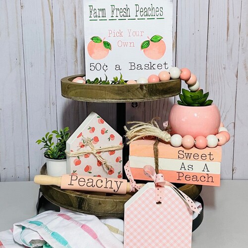 Peach Decor Tiered Tray Decor Summer Peaches Printable Wall - Etsy