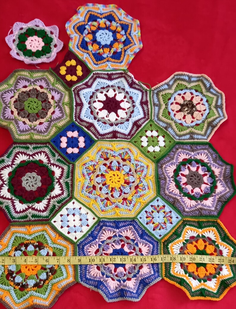 Persian Tile Crochet Blanket ,bedrunner, Custom Size .pattern and Design by Janie Crow. - Etsy