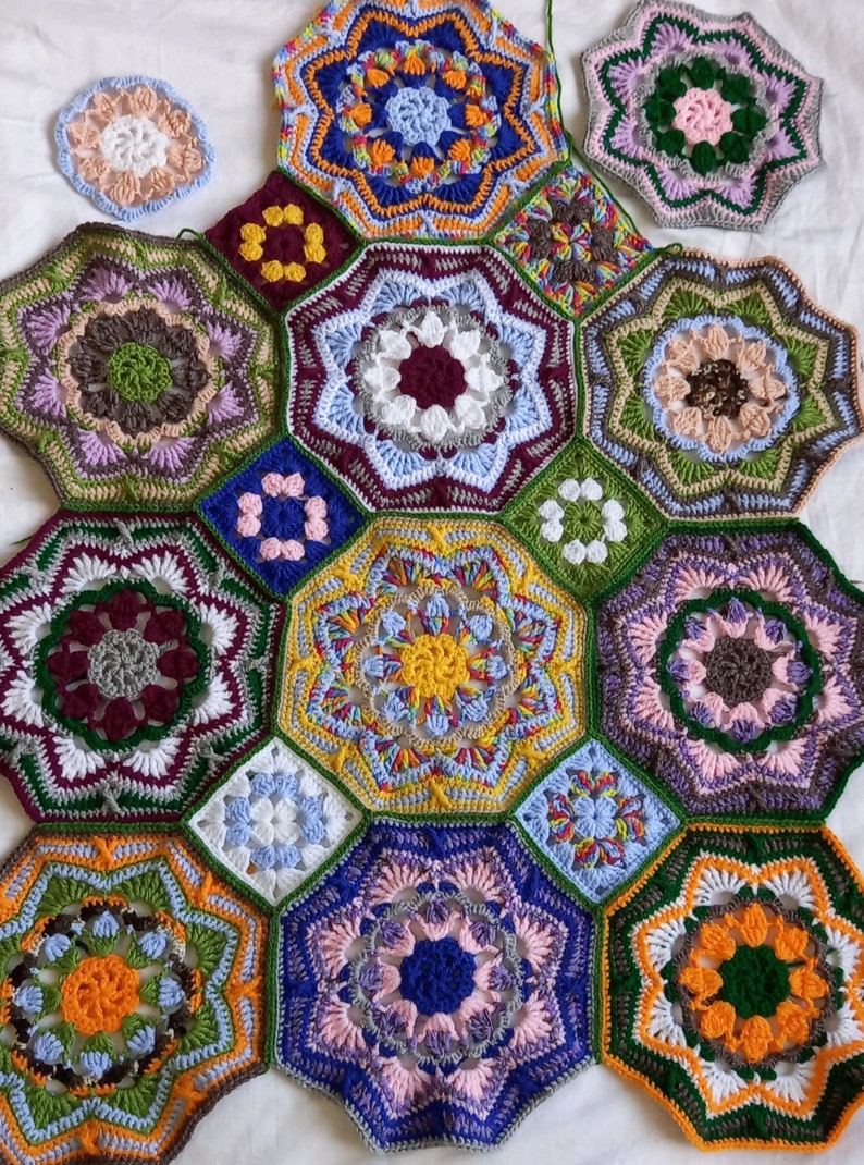 Persian Tile Crochet Blanket ,bedrunner, Custom Size .pattern and ...