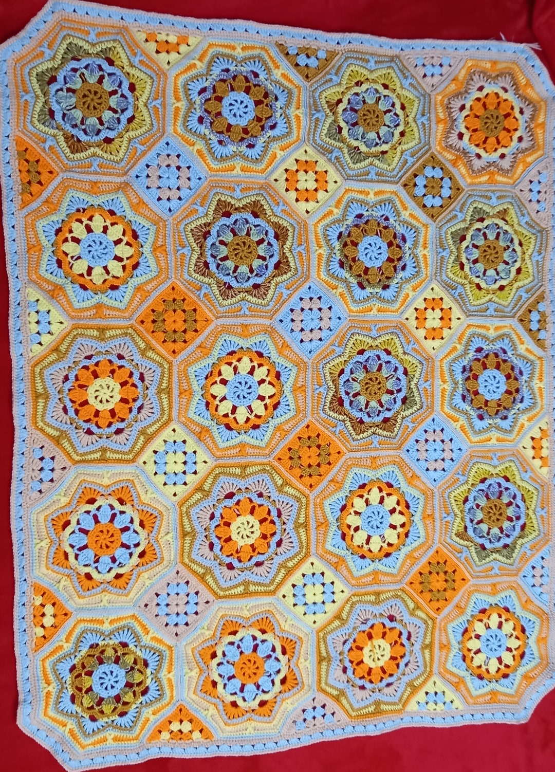 Crochet Persian Tile Blanket,crocheted Blanket 34.5inch X 43 Inch,throw ...