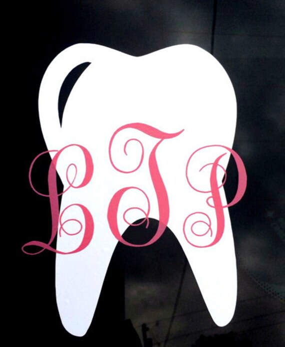 Items similar to Monogrammed Tooth Decal, Car Decal,, Dentists, Dental ...