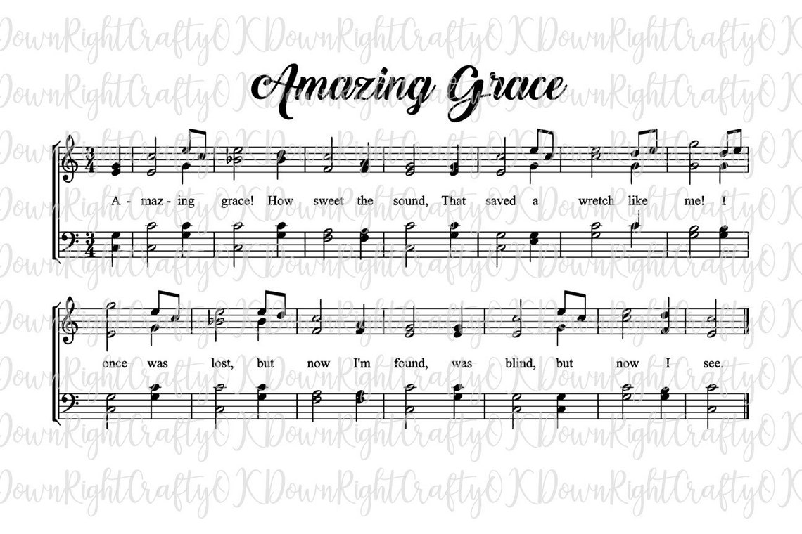 Amazing Grace How Sweet the Sound Sheet Music SVG Musical - Etsy Hong Kong